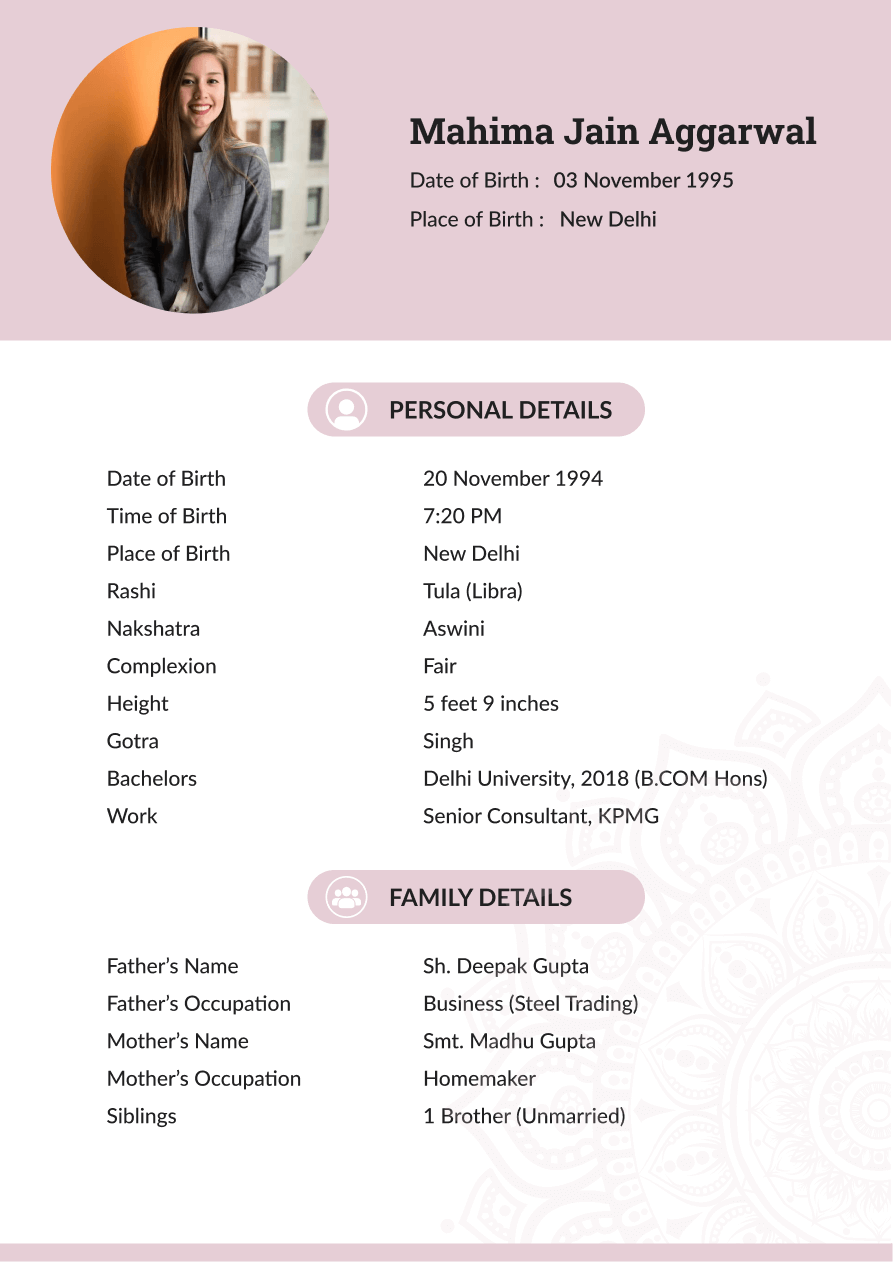 Free Marriage Biodata Maker | Create Biodata Online